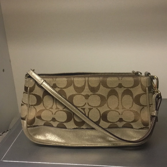 Coach | Bags | Authentic Coach Tan And Gold Small Shoulder Bag | Poshmark